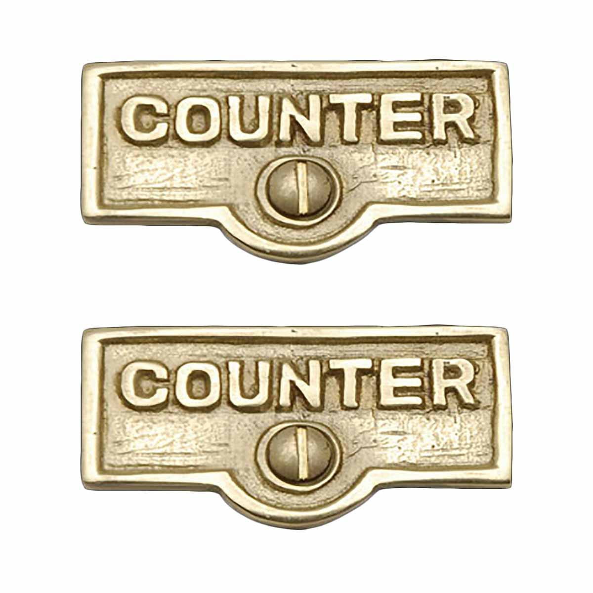 2 Switch Plate Tags COUNTER Name Signs Labels Lacquered Brass ...