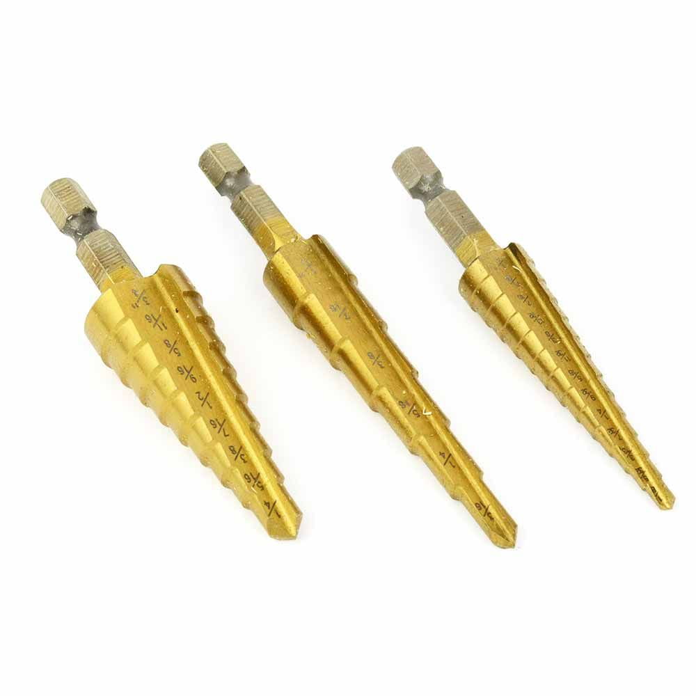 Big Horn 19249 High Speed Steel Step Drill Bit Titanium Nitride Coated ...