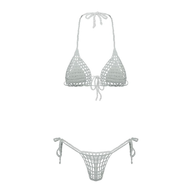Women Handmade Crochet Micro Bikini Set Sexy Lingerie Set Mini Bikini ...