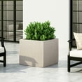 Noble House Ella Outdoor Modern Large Cast Stone Square Planter in ...