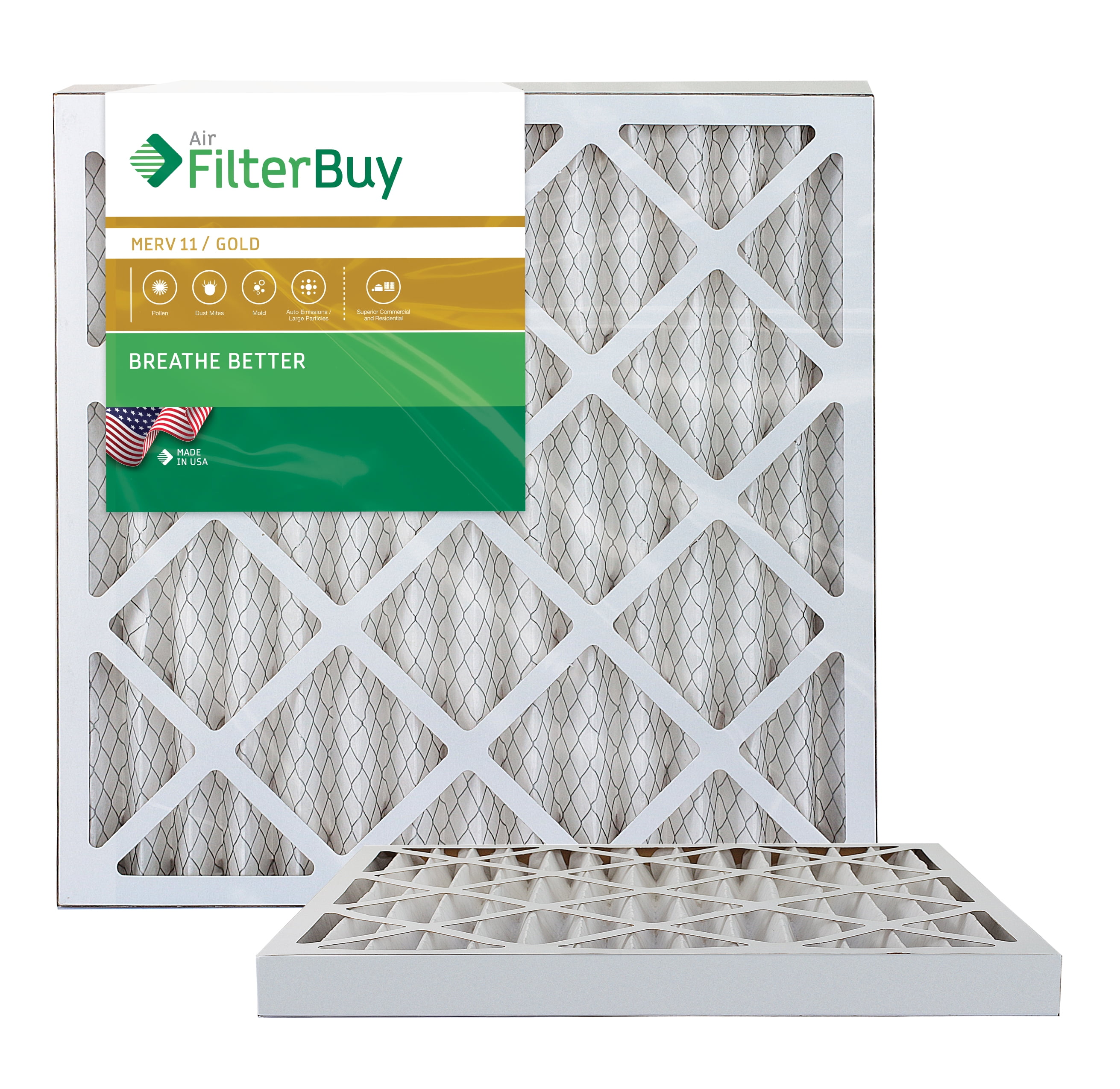 AFB Gold MERV 11 24x24x2 Pleated AC Furnace Air Filter Pack Of 2
