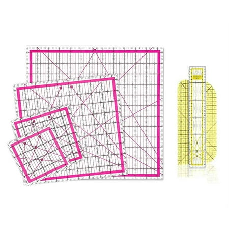 6 Pieces Acrylic Quilting Rulers Square Fabric Cutting Ruler With Clear ...