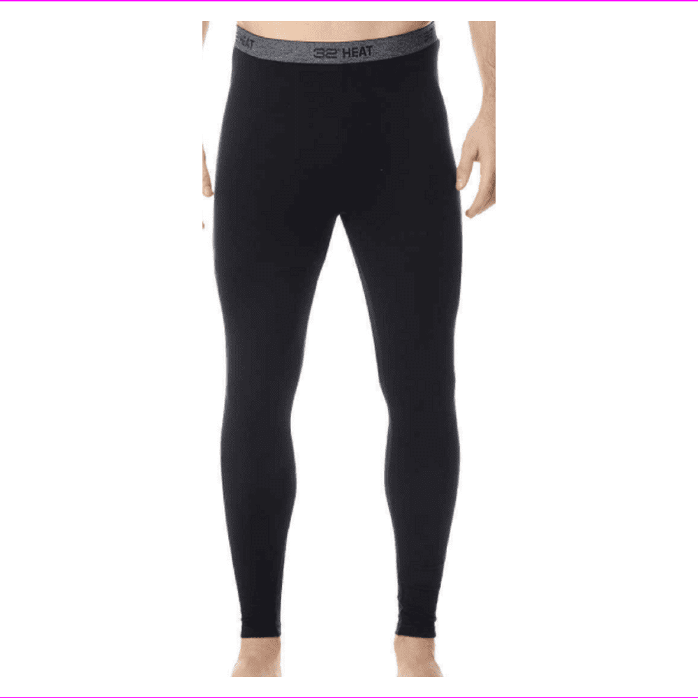32 Degrees Heat 2 Pack Men's Black Base Layer Thermal Pant, Size M ...