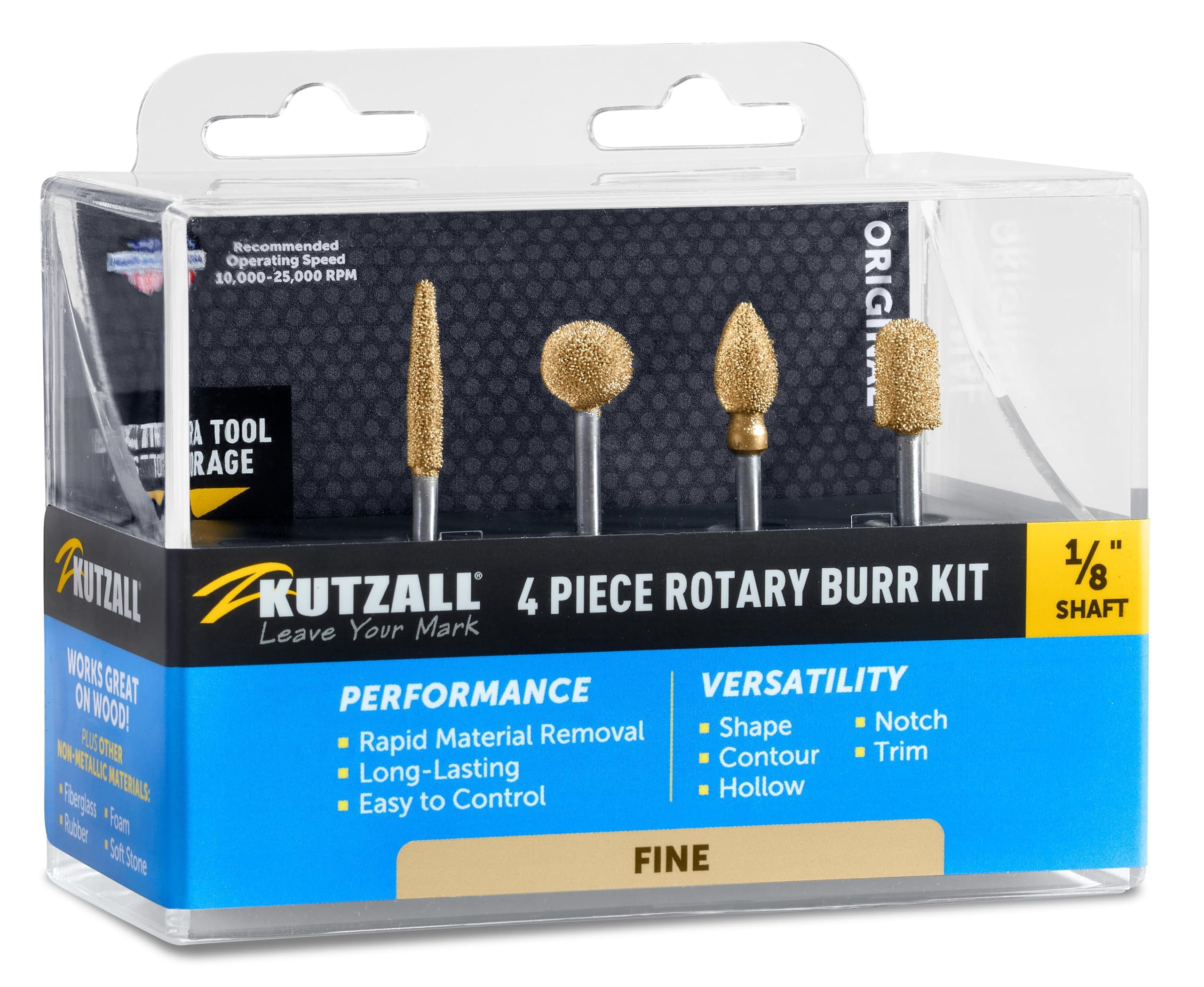 Kit de fresas rotativas Kutzall de 4 piezas con eje de 1/8 pulgadas ...