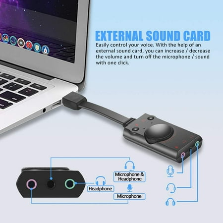 PHOINIKAS USB Hubs Audio Adapter External Stereo Sound Card with 3.5mm ...