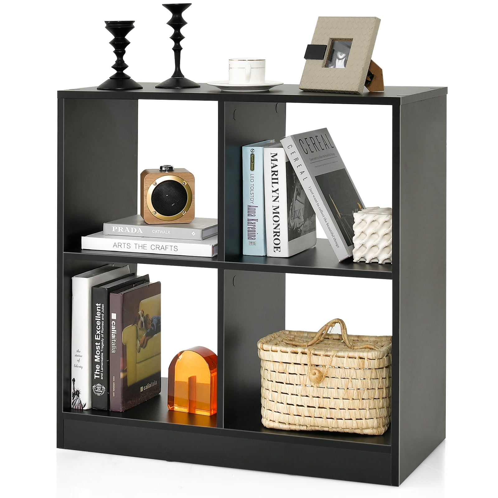 Click here for Costway 4-Cube Bookcase Floor Open Wooden Bookshel... prices