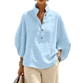 BODOAO Women's Half Sleeve Stand Collar Blouse 2026 Trendy Casual Half ...