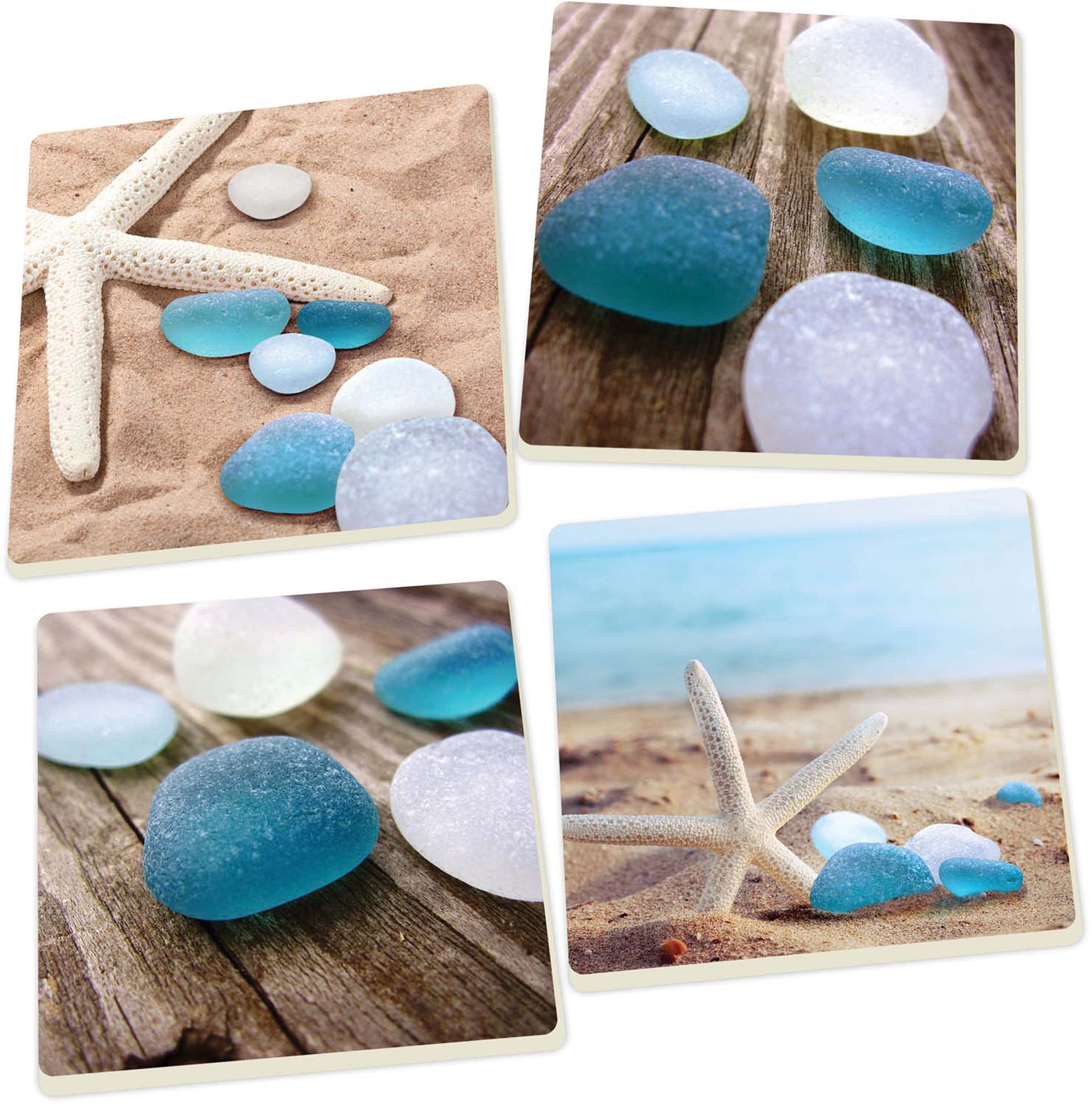 Sea Glass Starfish 4 x 4 Absorbent Ceramic Coasters Set of 4 - Walmart.com