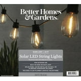 Better Homes Gardens Solar Powered LED String Lights, 15 Filament Bulbs ...