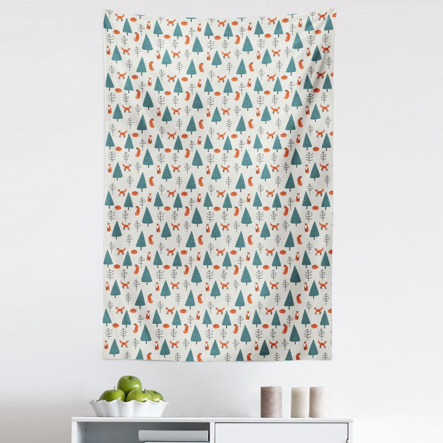 Fox Tapestry, Orange Foxes in a Snowy Winter Forest Animals of Cold ...