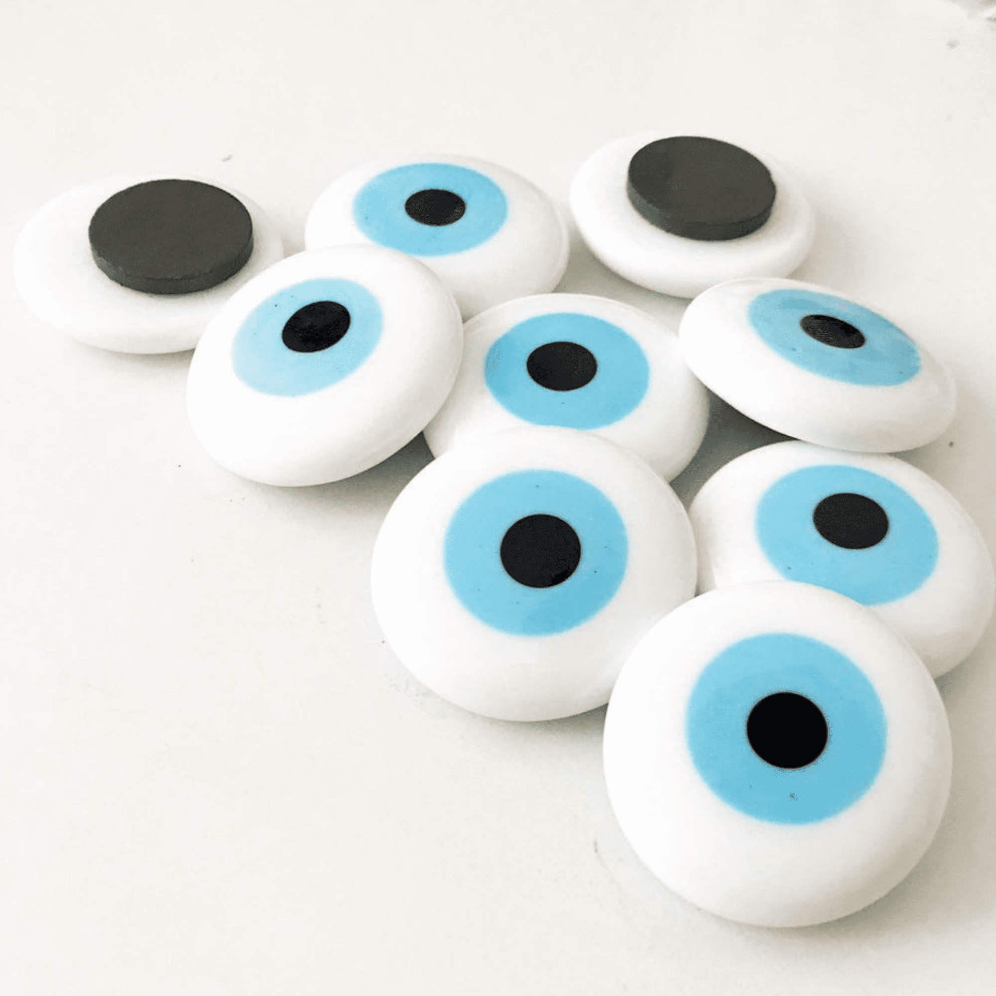 Set of Two Evil Eye Magnets - Refrigerator Amulet White Glass Round ...