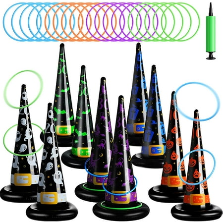 31 Pcs Halloween Party Games Halloween Ring Toss Game Inflatable Witch ...