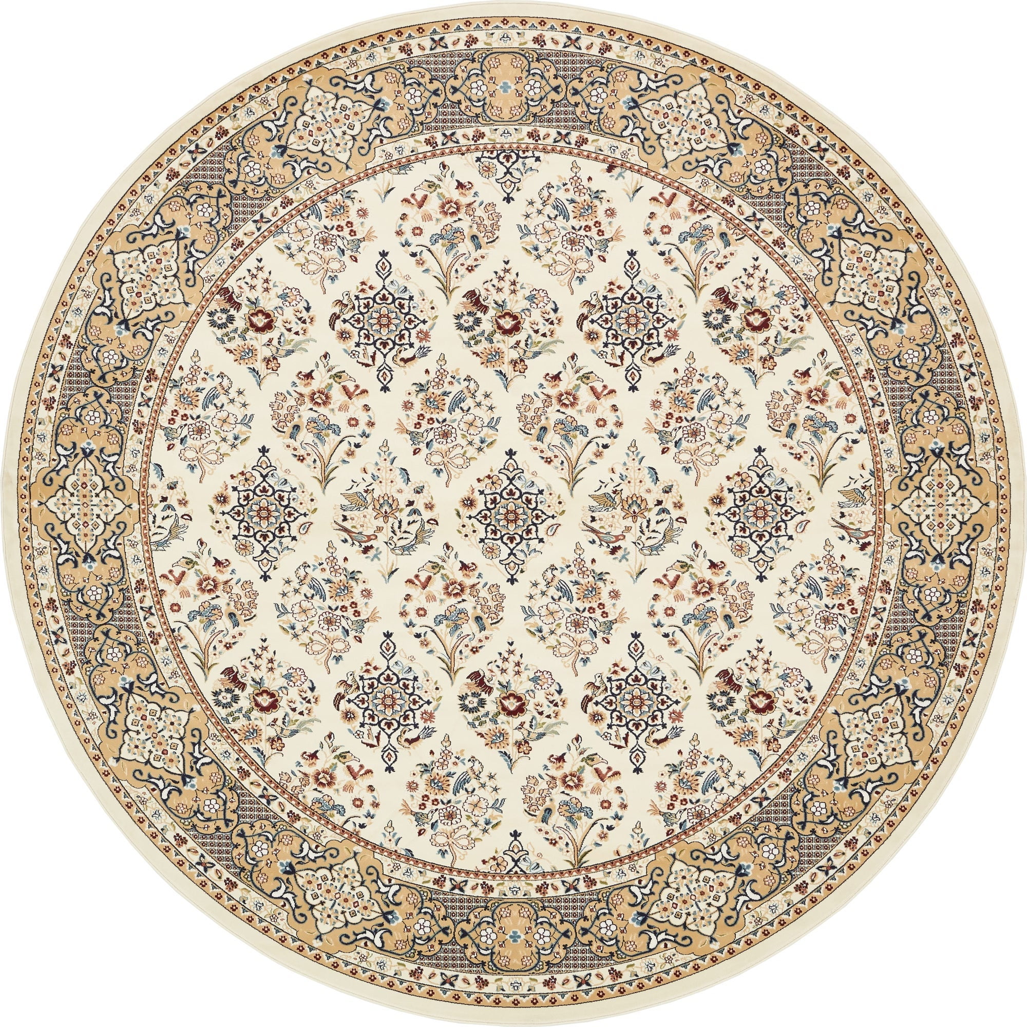Rugs.com Rabia Collection Rug – 10' Round Ivory Low Rug Perfect For ...