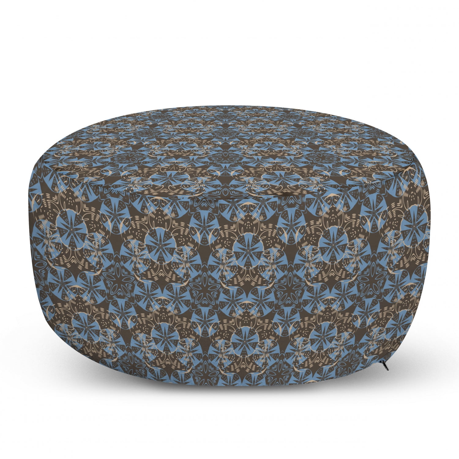 Antique Oriental Pouf Cover with Zipper, Rhythmic Inspired Grunge ...