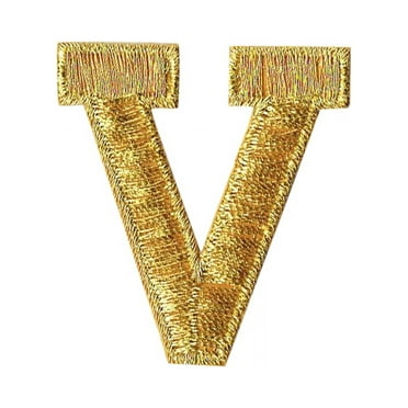 Alphabet Letter - X - Color Gold - 2" Block Style - Iron On Embroidered ...