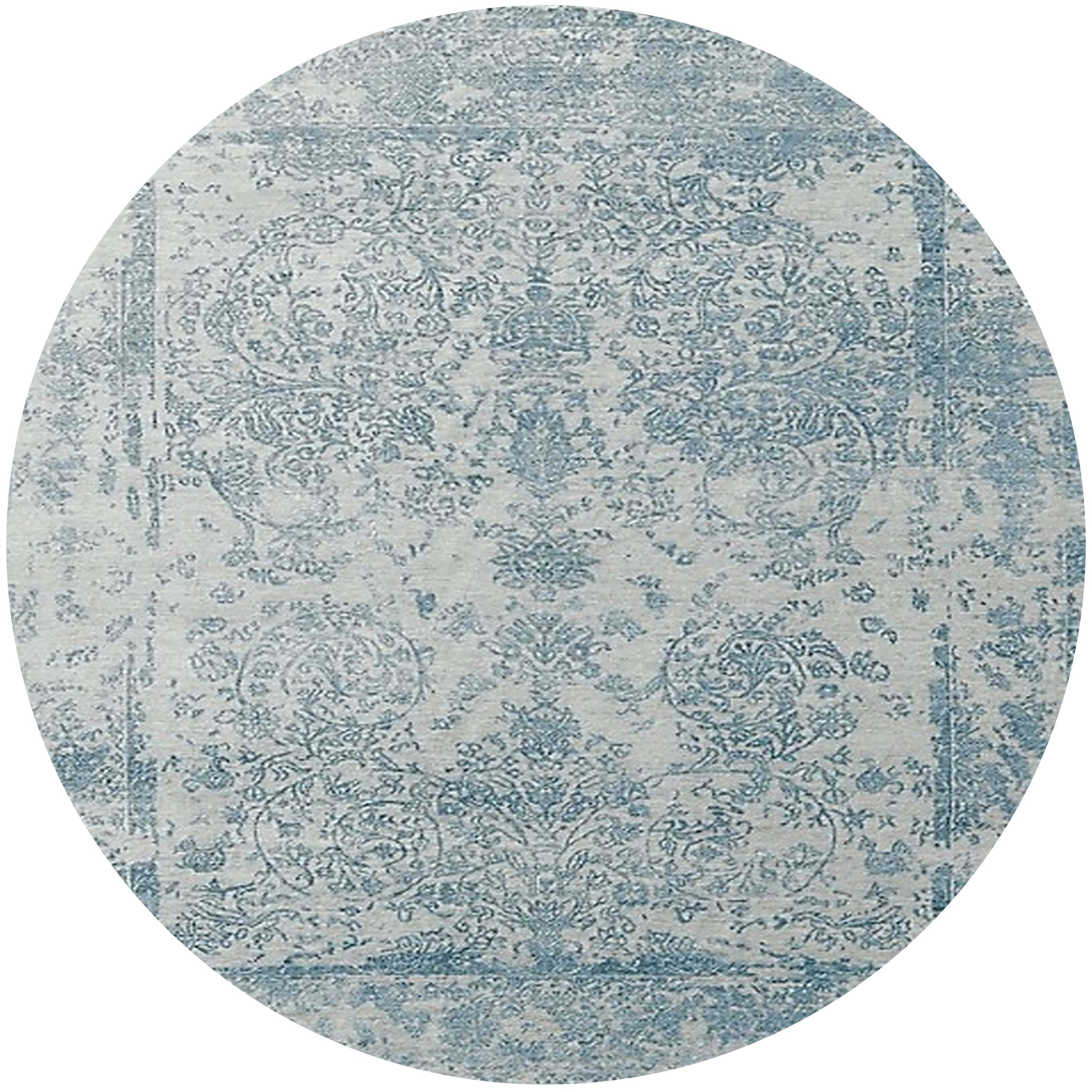 Ahgly Company Indoor Round Mid-Century Modern Light Slate Gray Oriental ...