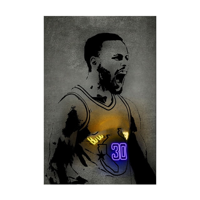 Graffiti Basketball Players Canvas Painting Neon Effect Sports Star ...
