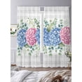 Summer Flowers Sheer Curtains 2 Panels Set Pink Blue Hydrangea ...