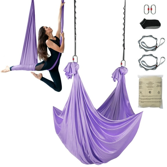 VEVOR Aerial Yoga Hammock & Swing, 4.4 Yards, Aerial Yoga Starter Kit ...