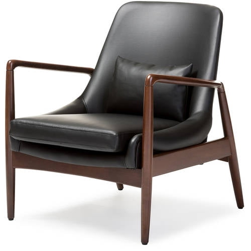 Baxton Studio Carter Mid-Century Modern Retro Black Faux Leather ...
