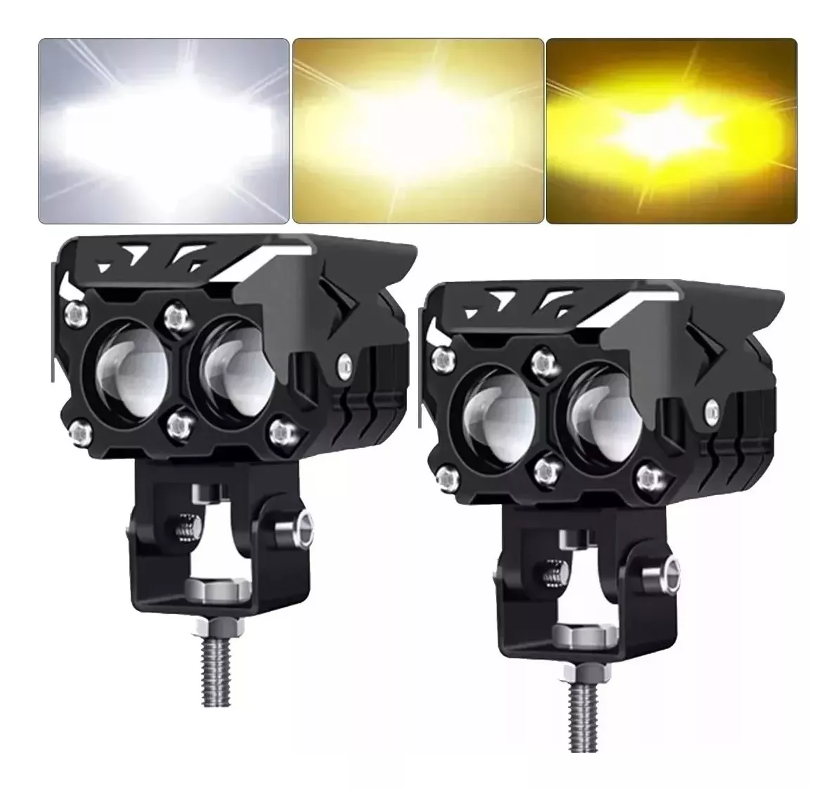 Faros De Lupa Luz Auxiliares Leds Doble Color P/ Auto Moto | Walmart en ...