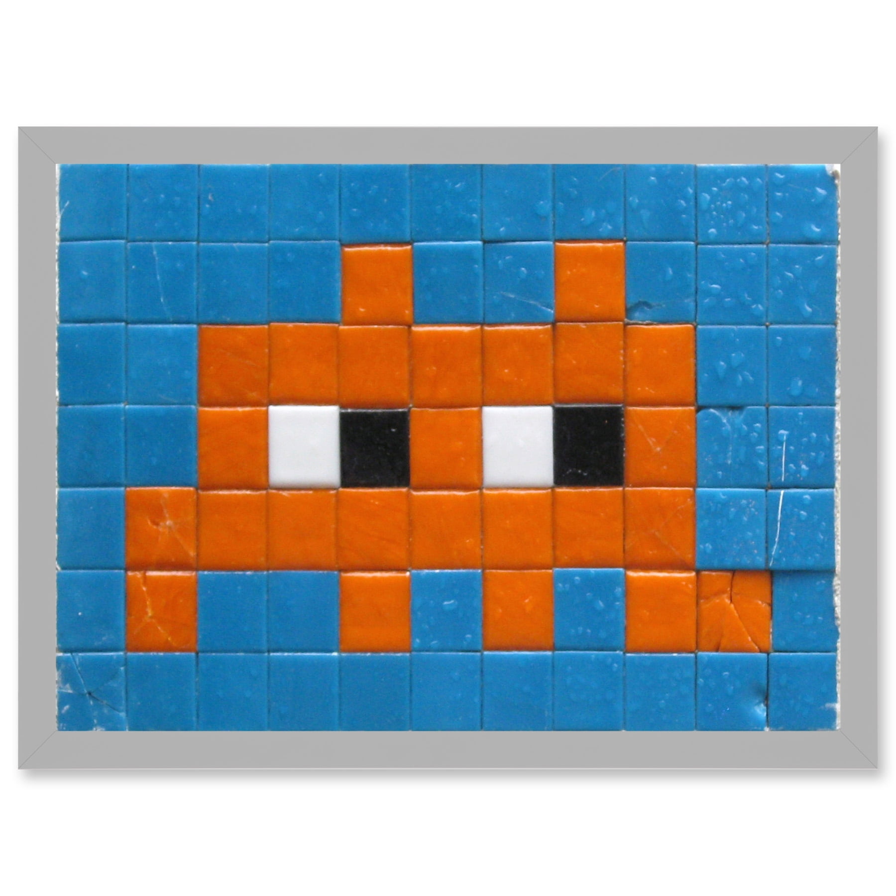 Pixel Monster Space Orange Tiles Invaders Artwork Framed Wall Art Print ...