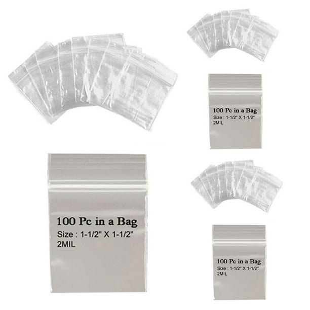 300 Pc Reclosable Clear Bags W 1 1/2"x 1 1/2" H Poly Bag 2 Mil Storage ...