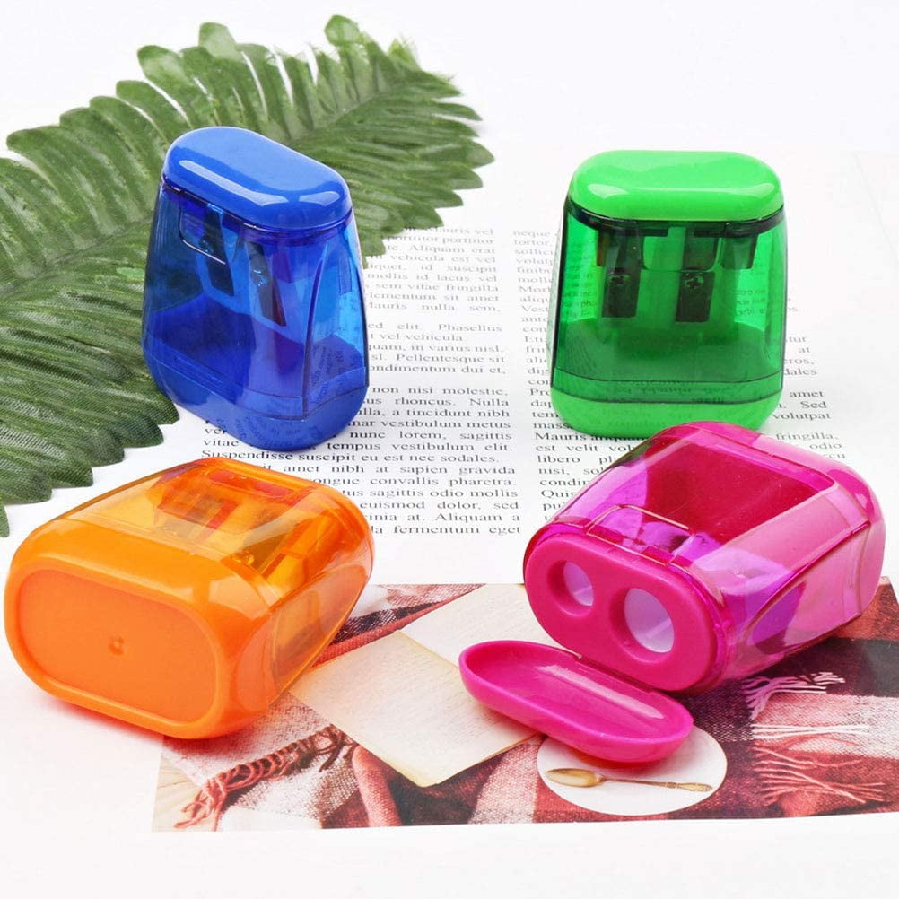 Pencil Sharpener, 4 Pcs Manual Pencil Sharpeners Double Holes Sharpener ...