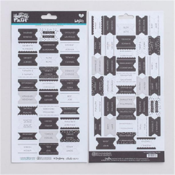 Illustrated Faith Basics Bible Book Tabs Stickers - Black & White ...