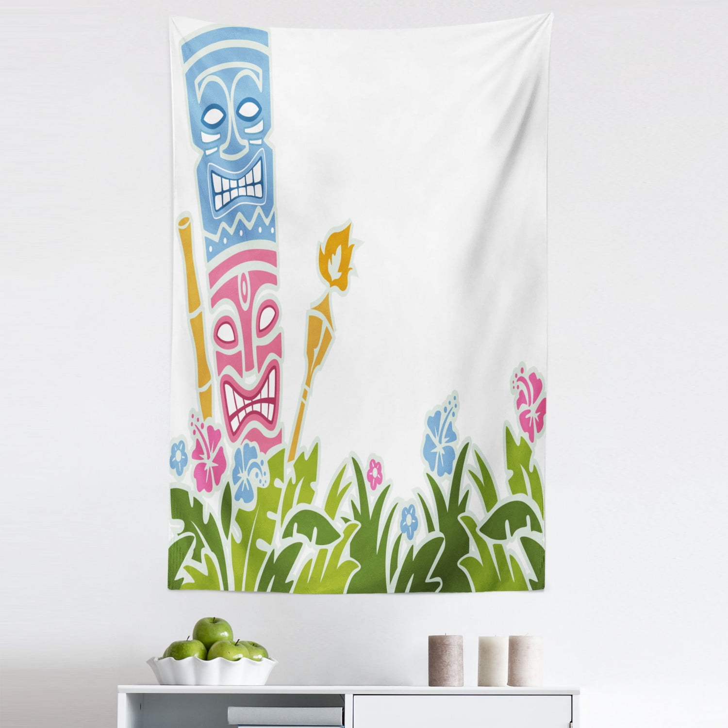 Tiki Bar Tapestry, Surrounded by Fresh Vibrant Hibiscus Flowers ...