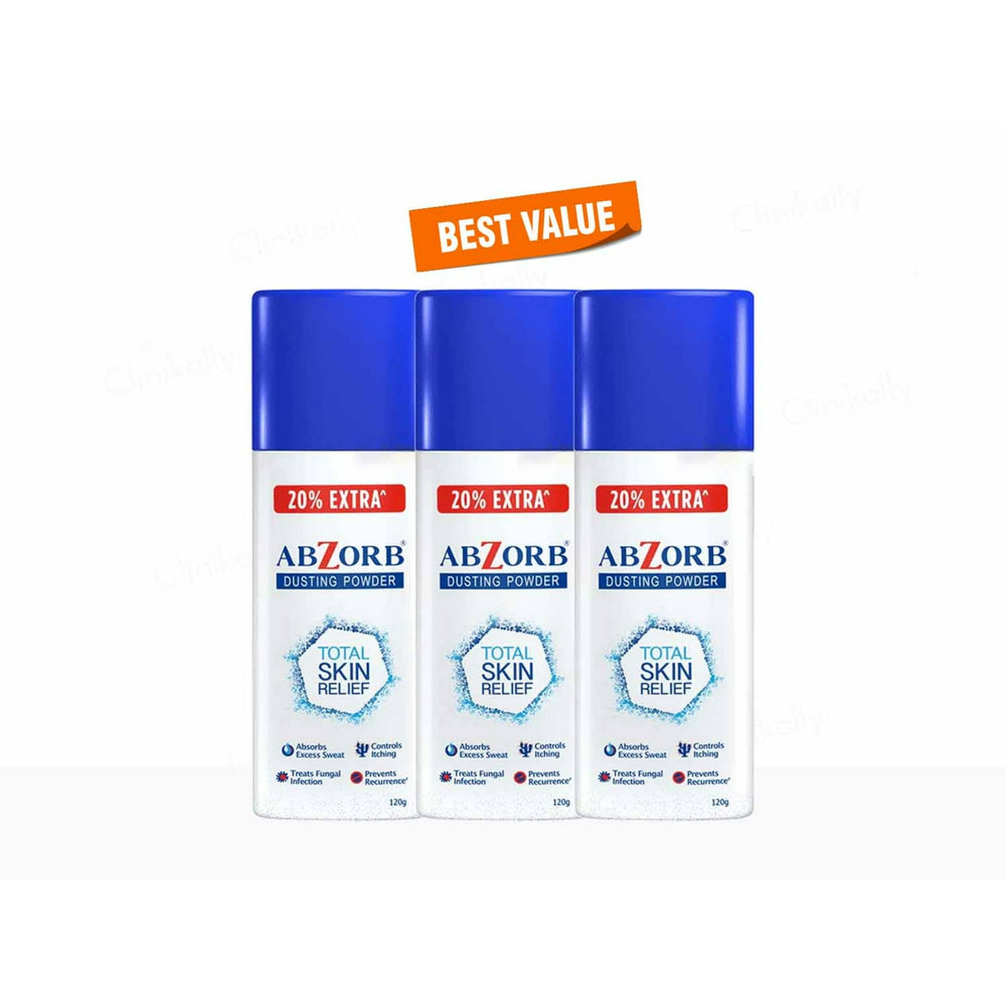 Click here for Abzorb Dusting Powder (Pack Of 3 X 120gm) 120gm prices