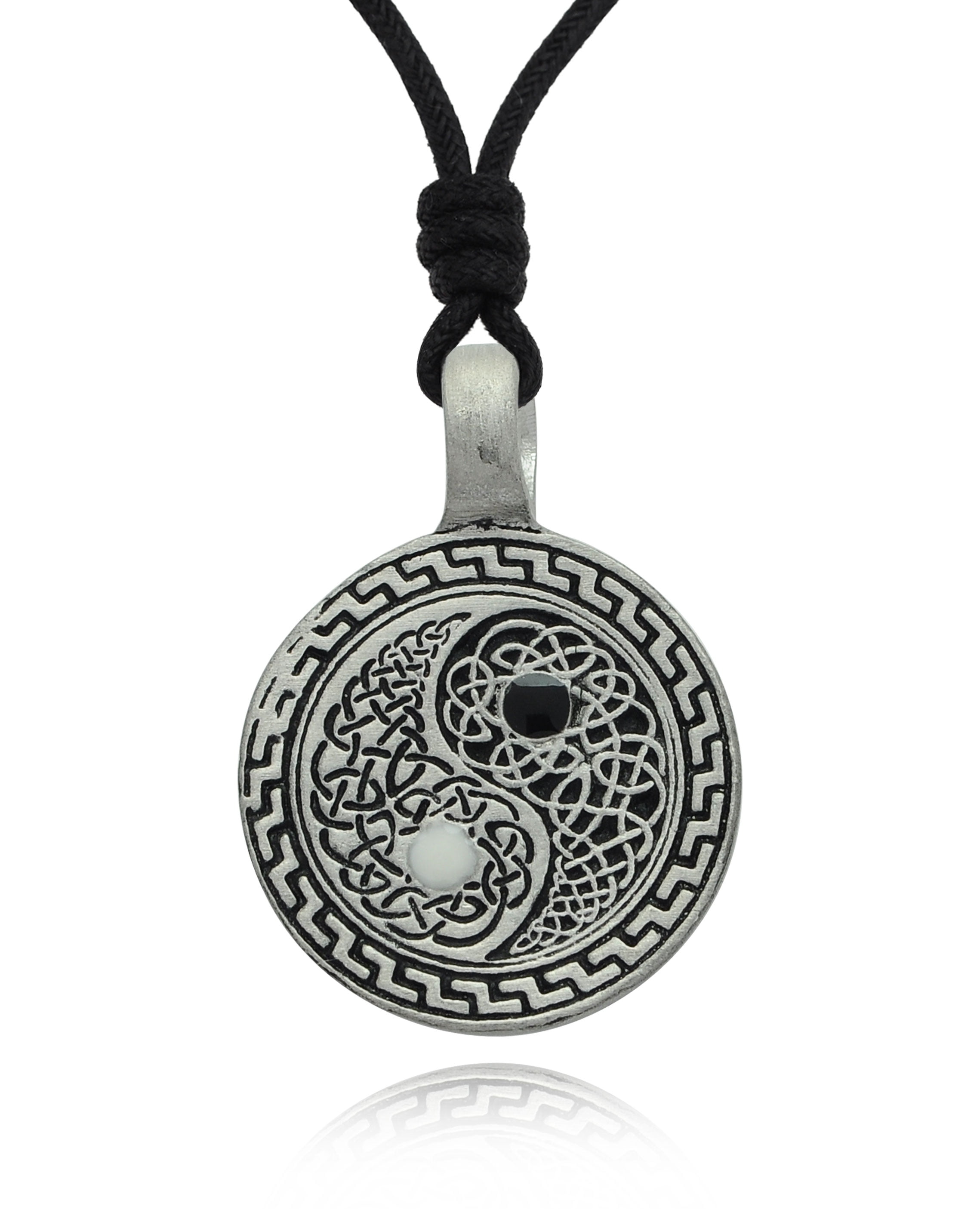 Ying Yang Celtic Design Silver Pewter Charm Necklace Pendant Jewelry ...
