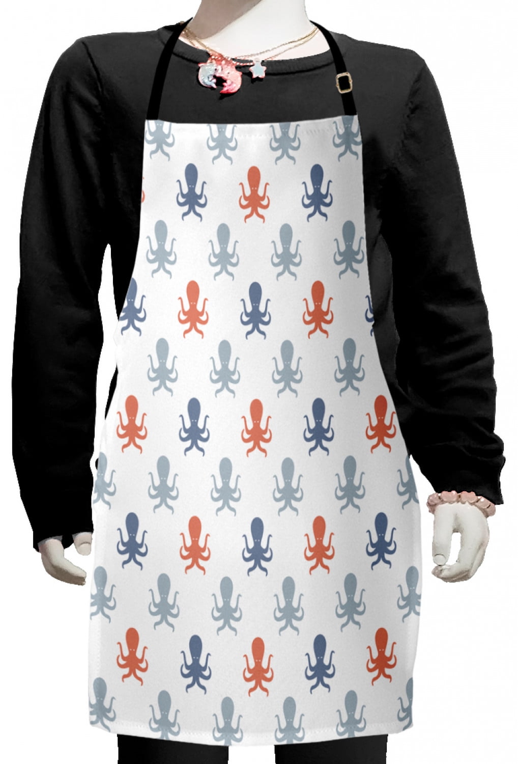 Octopus Kids Apron, Ocean Animal Tentacles Silhouettes Sea Life ...