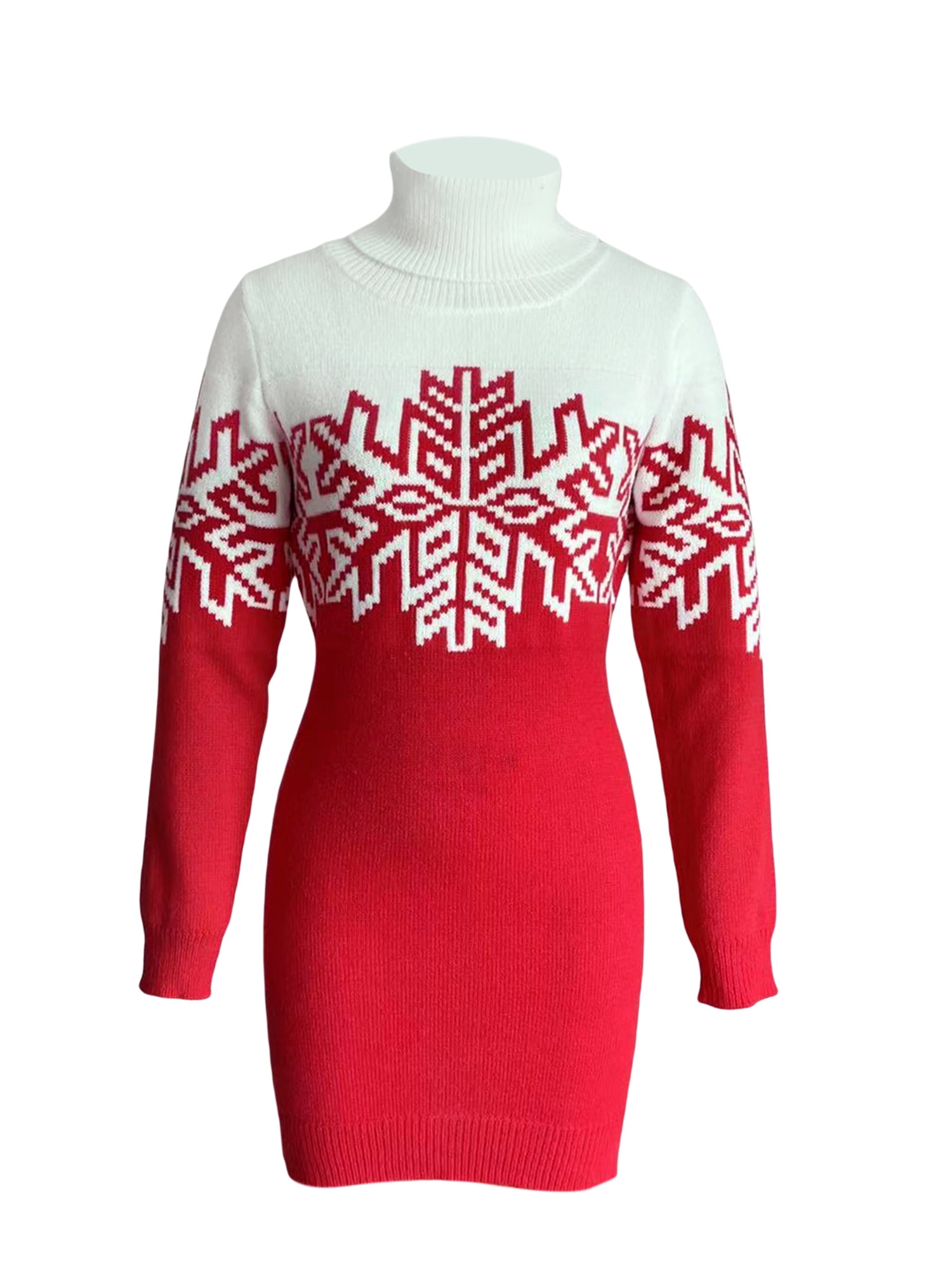 TOPGOD Family Matching Christmas Sweater Snowflake Turtleneck Long ...