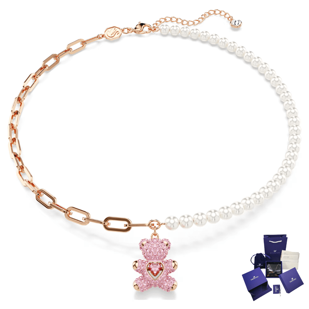 COLLAR TEDDY BEAR OSO SWAROVSKI ROSE GOLD PERLAS | Walmart en línea