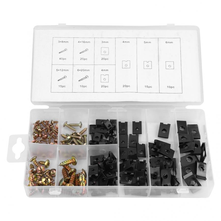 SagaSave 170 pcs U-Clip and Screw Set Iron Nut Screws U-Clip Fixing ...