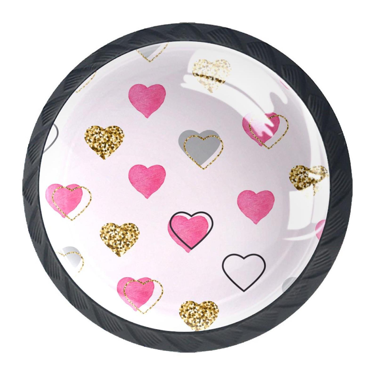 4 Pcs Colorful Hearts Pattern Knobs for Kitchen Cabinet Cupboard Dresser Bookcase Drawer Pulls ...