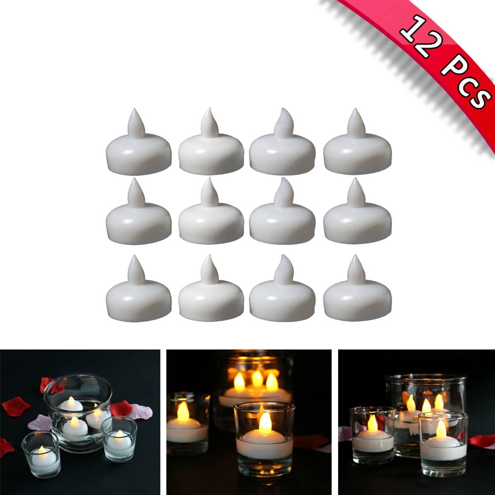 Overfox 12Pack Waterproof Flameless Floating Tealights, Warm White ...