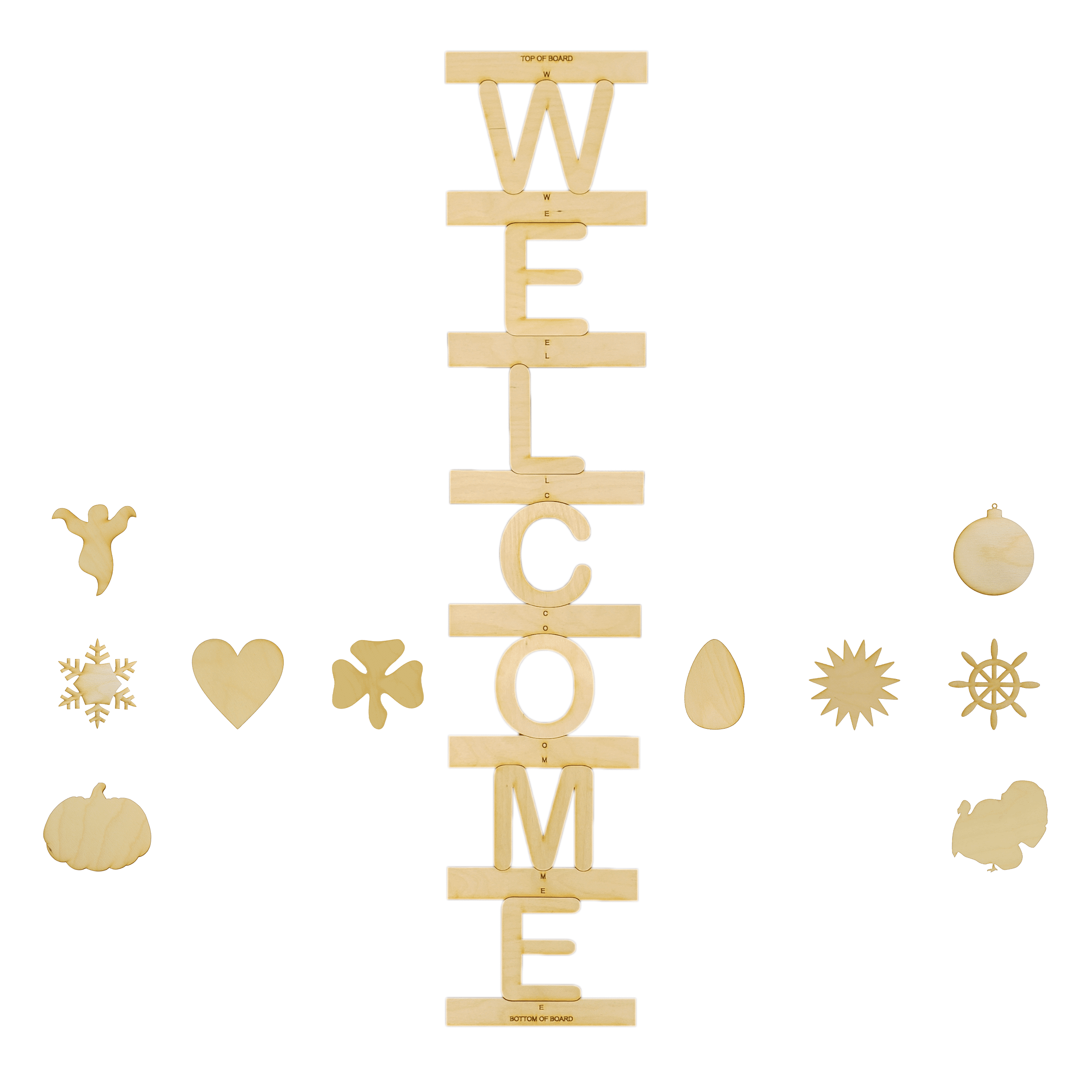 48 inch "Welcome" Board Wood Letter Set + Alignment Guides + Seasonal ...