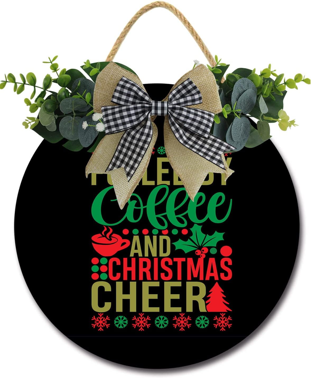 Eveokoki 11" Fueled By Coffee And Christmas Cheers Coffee Bar Decor ...