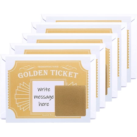 (5 Pack) Golden Ticket Lottery Scratch-Off Greeting Card w/Envelope ...