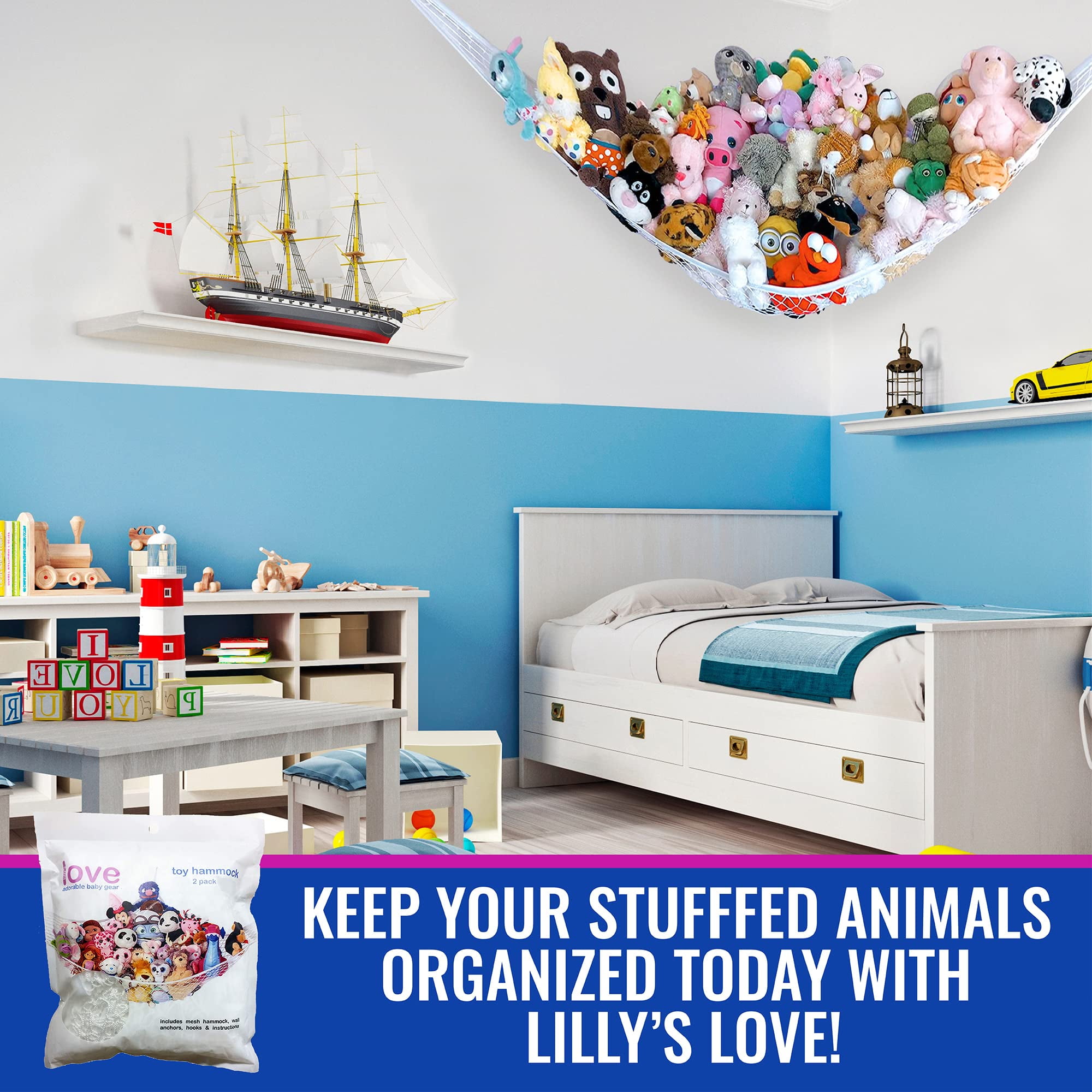 FOAUUH Stuffed Animal Storage Hammock - Large 2 Pack - "STUFFIE PARTY ...