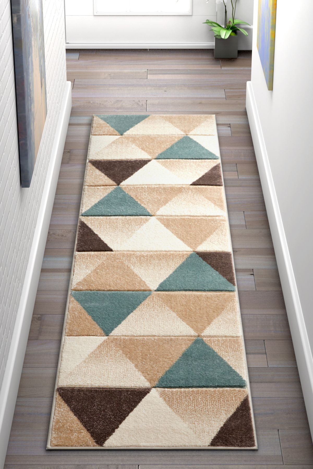 Well Woven Ruby Clark Mid-Century Modern Brown Geometric Triangles 2' x ...