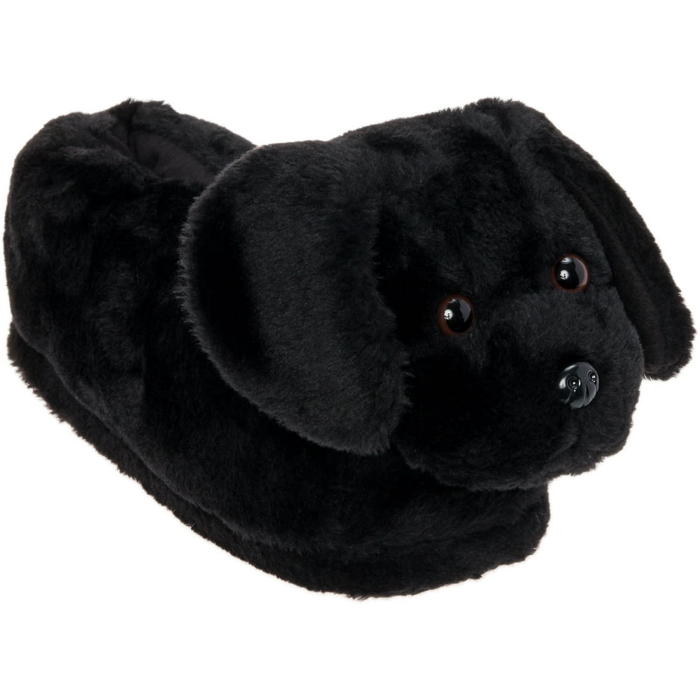 Black Lab Slippers - Plush Labrador Dog Slippers w/ Platform by Silver ...