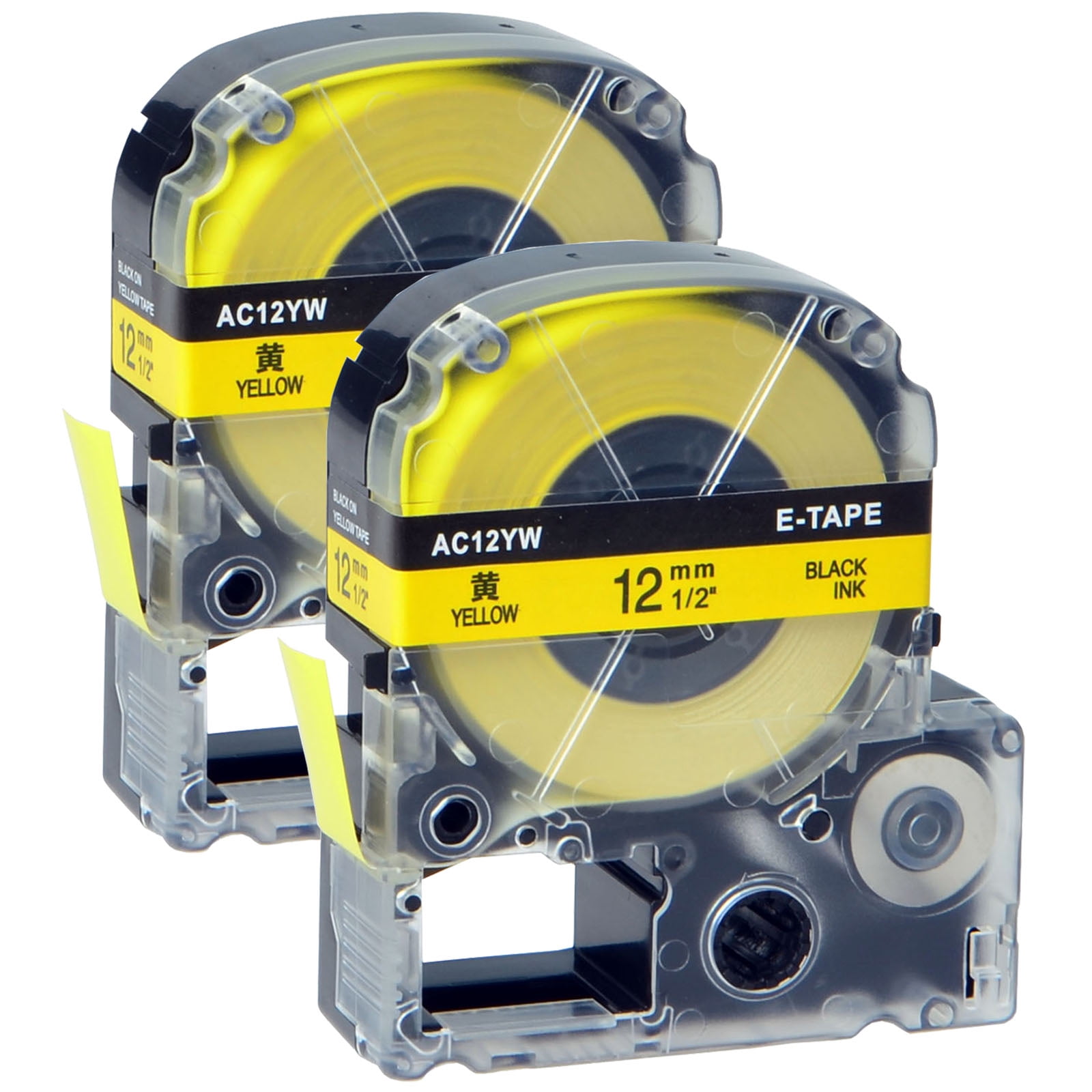 GREENCYCLE 2PK Black on Yellow Label Tape Compatible for EPSON LK-4YBW ...