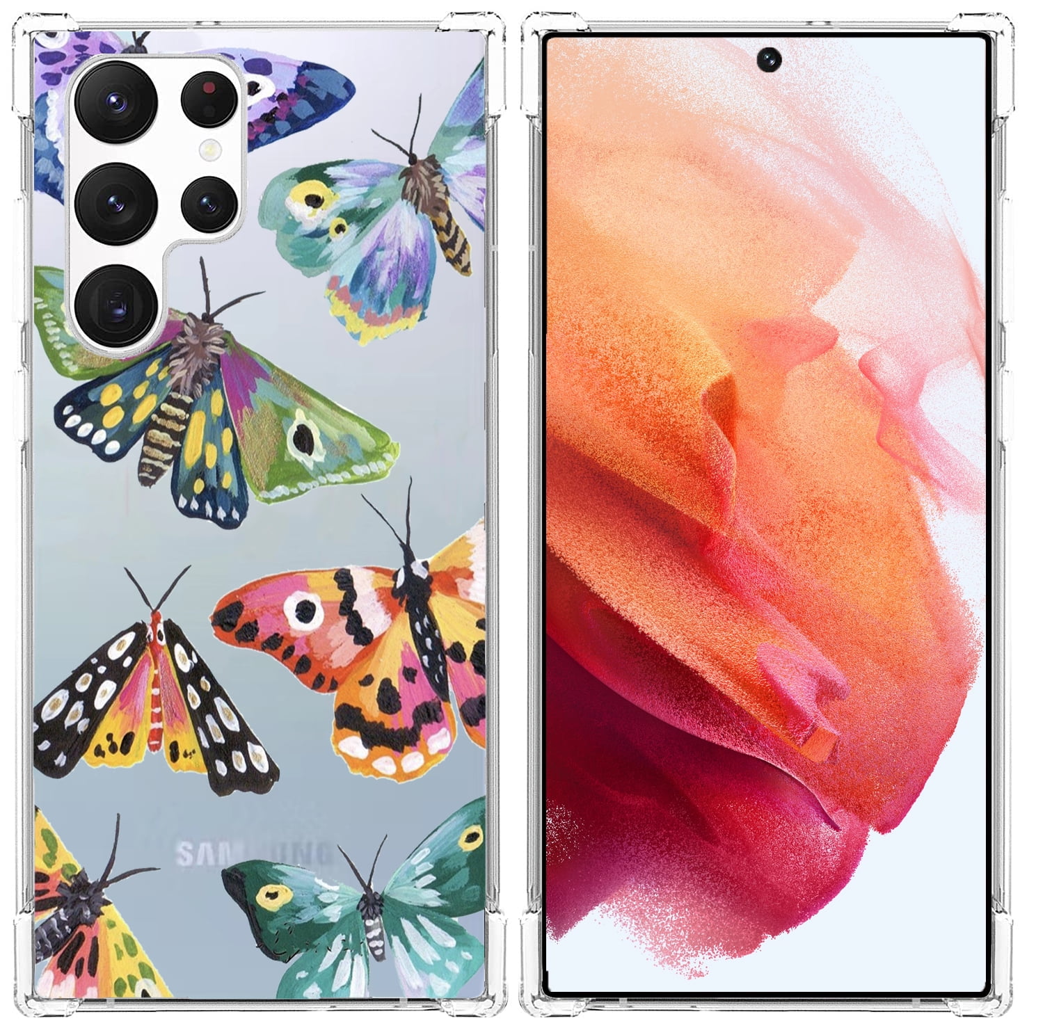 Rainbow Butterfly Clear Case for Samsung Galaxy S23 Ultra,Aesthetic Art ...