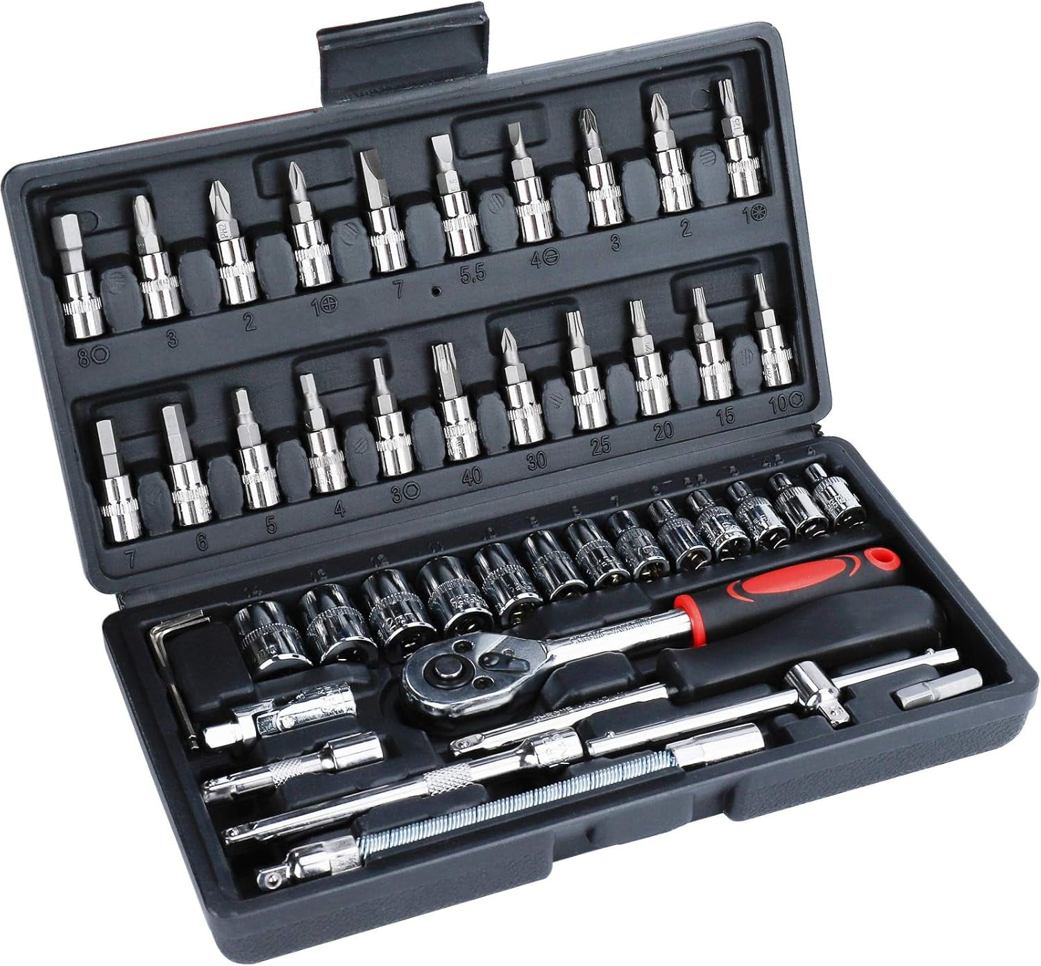 Heat-treated Hex Bit Socket Set, Comprehensive 46 Pieces for ...