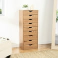 Natural Dresser with 9 Drawers, Vertical Chest of Drawers Wood Storage ...