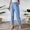 AHTJRT High Waist Cotton Pants for Women Straight Leg Button Front ...