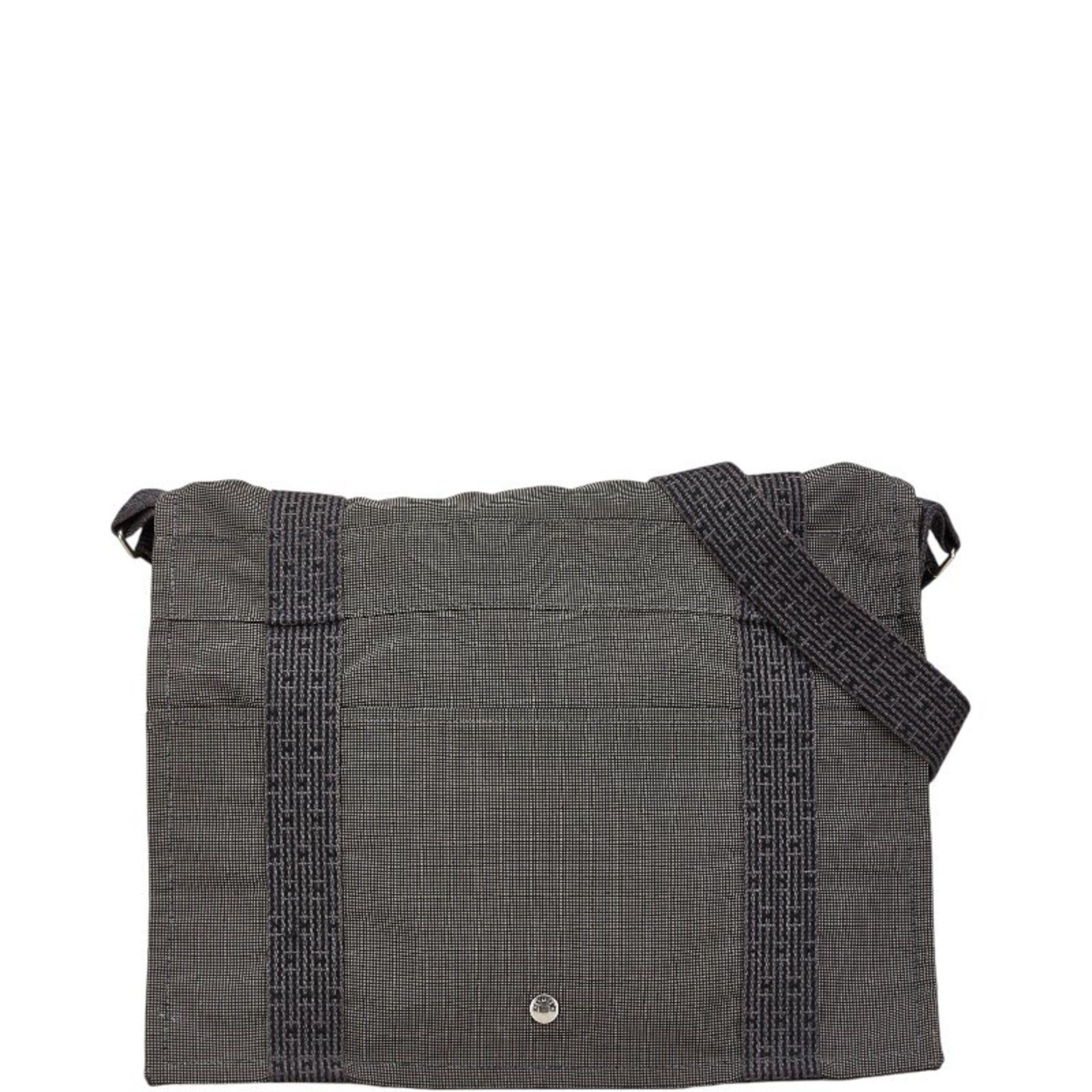 Pre-Owned Hermes Air Line Bassus MM Shoulder Bag Grey Canvas Women's ...